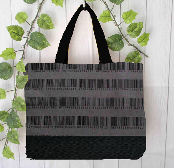 コットンオックス バーコードプリント （1200-59） 写真の バッグはイメージですのでキット商品ではありません 生地 kattekatte ...