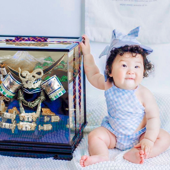 むちむちきんたろう 】のこどもの日 3点set｜パステルブルー｜初節句 子どもの日 端午の節句 兜 こいのぼり 雑貨・その他 little ...