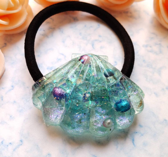 天然石 アパタイト 貝のヘアゴム ヘアゴム nonko(くるみん) 通販 13594673｜Creema(クリーマ)