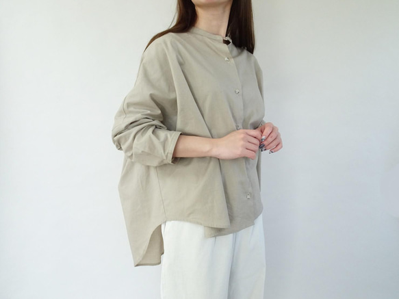 コットンスタンドカラーブラウス＜ベージュ＞ ブラウス Grandir 通販 13600511｜Creema(クリーマ)