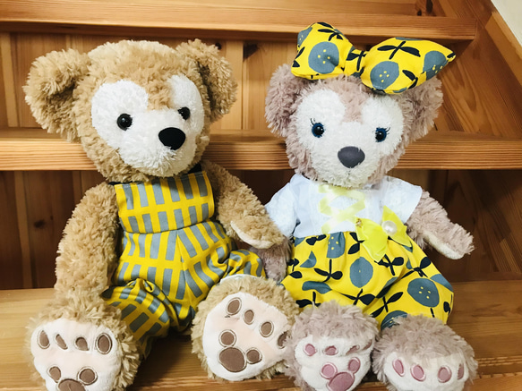 ダッフィとシェリーメイのコスチューム サロペットとワンピース リボンつき 北欧風 ぬいぐるみ YURI YURI COCONUTS 通販 ...