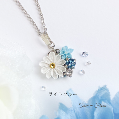 全4色】マーガレットのネックレス つまみ細工 正絹羽二重 シルク 全4色】マーガレットのネックレス つまみ細工 正絹羽二重 シルク