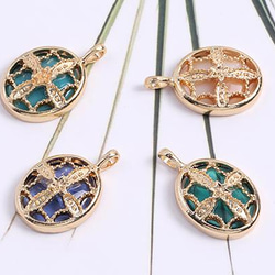 M9596-1 12個 樹脂チャーム 透かしチャーム オーバル 12×20mm ゴールド 3X（4ヶ） チャーム beads&parts ...