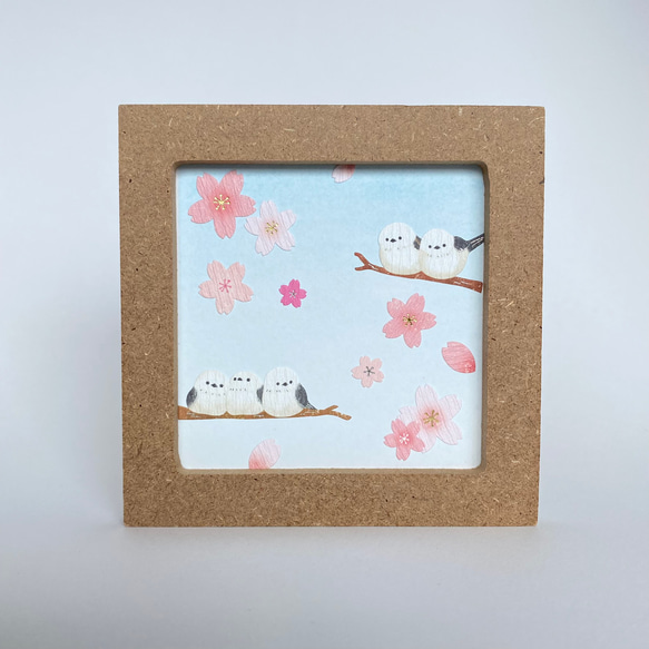 桜とシマエナガのパスシルアート 』 パステルアート原画 絵画 桜とシマエナガのパスシルアート 』 パステルアート原画 絵画
