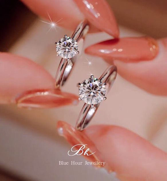 モアッサナイト シンプル ウェディング ソリティアリング シルバー925 キラキラ 指輪 指輪・リング Blue Hour Jewellery ...