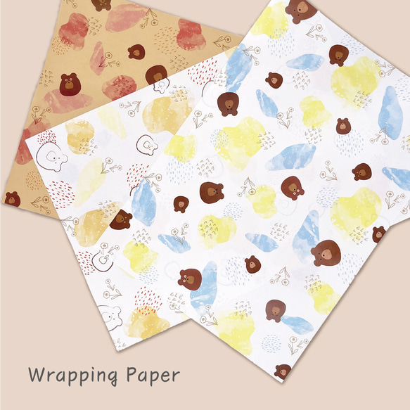 くまさんと水彩模様のラッピング その他雑貨 NANA DESIGN 通販 13849787｜Creema(クリーマ)