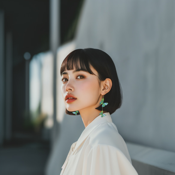 新緑と空 ピアス / イヤリング (アシンメトリー) ピアス（フック・チェーン） ANNE DESIGNS 通販 1387510｜Creema ...