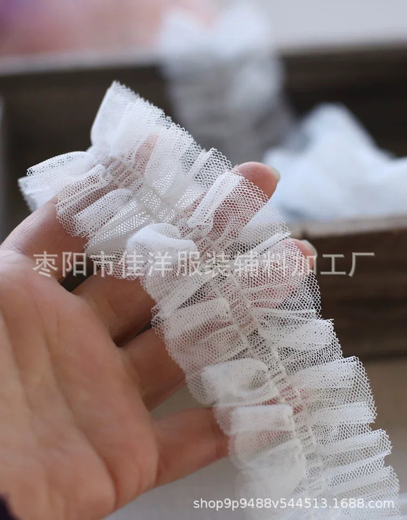 ☆ダブルチュールレース両山フリルリボン☆ リボン・テープ バンメイド素材toastkote 通販｜Creema(クリーマ) 13883974