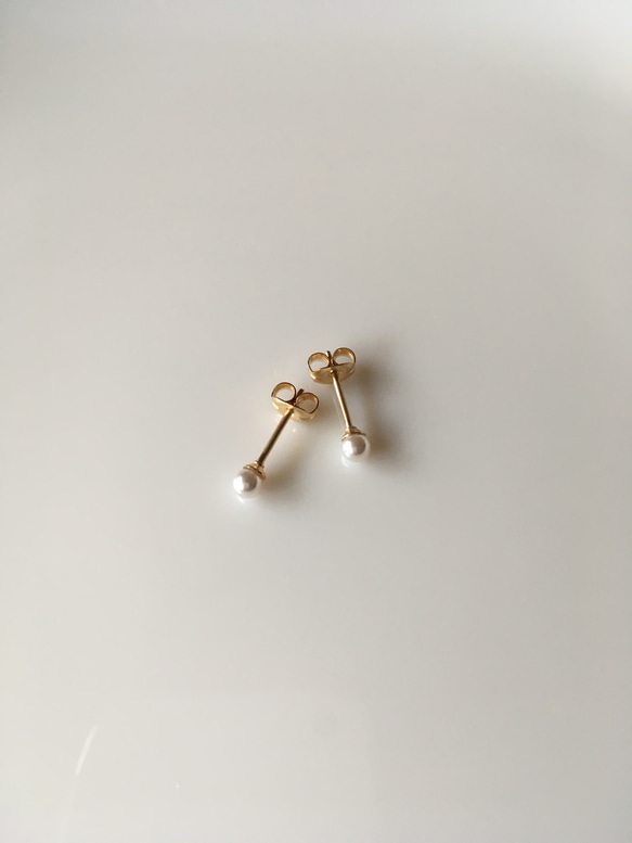 14kgf/k14gf 極小パールピアス パール3㎜ ピアス（スタッド・一粒） akuseya.s 通販｜Creema(クリーマ) 13916242