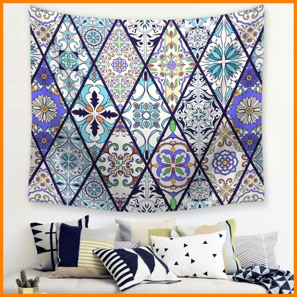 金具付きタペストリー80 エスニック カラフル ウォールデコ 送料無料 シール・ステッカー ちょい飾り アートで暮らしを彩る 通販 ...