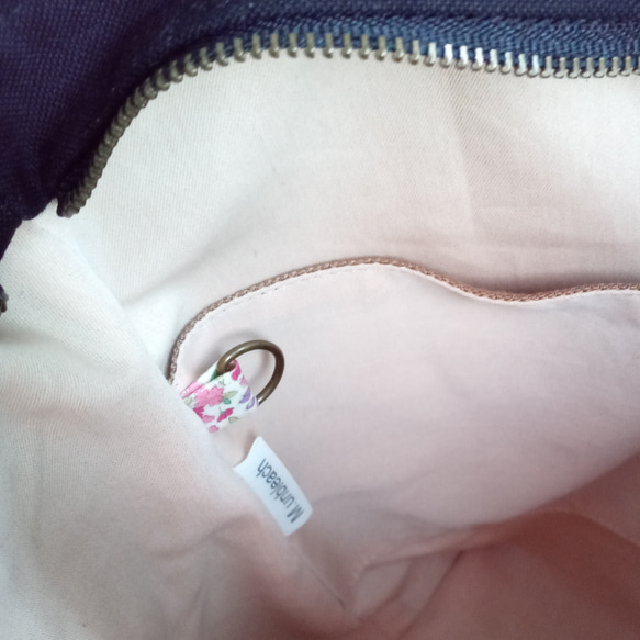 安心のファスナー付き リボン付きトートバッグ 母の日 くすみライラック帆布×ギンガムチェック 831 トートバッグ M.unbleach 通販 ...