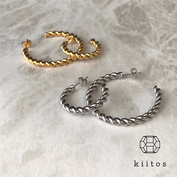 つけっぱなし！OK♪ 316L サージカルステンレス ツイスト フープ ピアス アレルギーフリー kiitos ピアス（フープ） kiitos★金属アレルギー対応アクセ 通販｜Creema ...