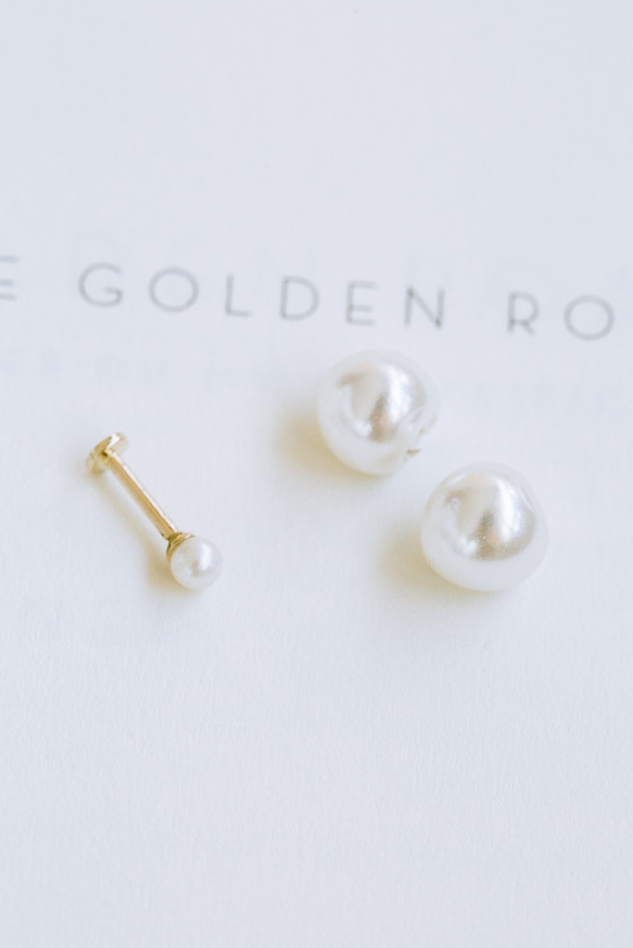 14Kゴールド 淡水パール ヘリックス 軟骨 アンチトラガス インナーコンク イヤリング ピアス ラブレット ピアス（スタッド・一粒 ...