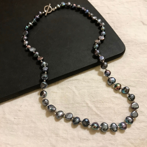 ブラックパール 淡水パール バロックパール マンテルネックレス ブラックパール 淡水パール バロックパール マンテルネックレス