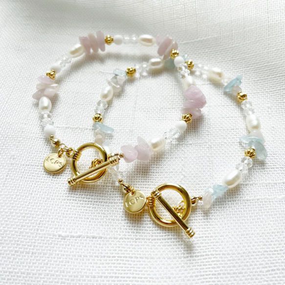 luccaplus* 天然石×淡水パールのパステルブレスレット ブレスレット luccaplus 通販 14067880｜Creema(クリーマ)