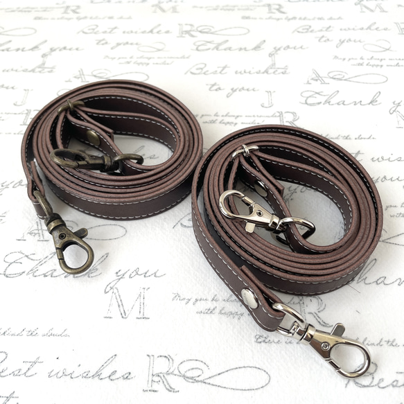 15mm幅 ショルダーストラップ(こげ茶) 長さ調節可能 合皮 選べる金具(シルバーorアンティークゴールド) ショルダーバッグ アトリエ ...