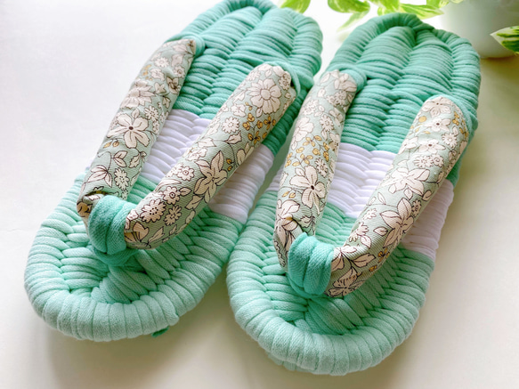 布ぞうり♡グリーンMIX(ボタニカル)24.5㎝ スリッパ・ルームシューズ soleil(ソレイユ) 通販 14088618｜Creema(クリーマ)