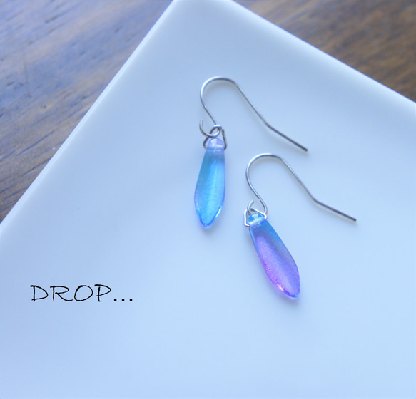 d79-S35【パープルブルーグラデ】夏の青シリーズ、チェコダガーのシンプルピアス（パーツ変更可能） ピアス（フック・チェーン） DROP... 通販 14114647｜Creema(クリーマ)