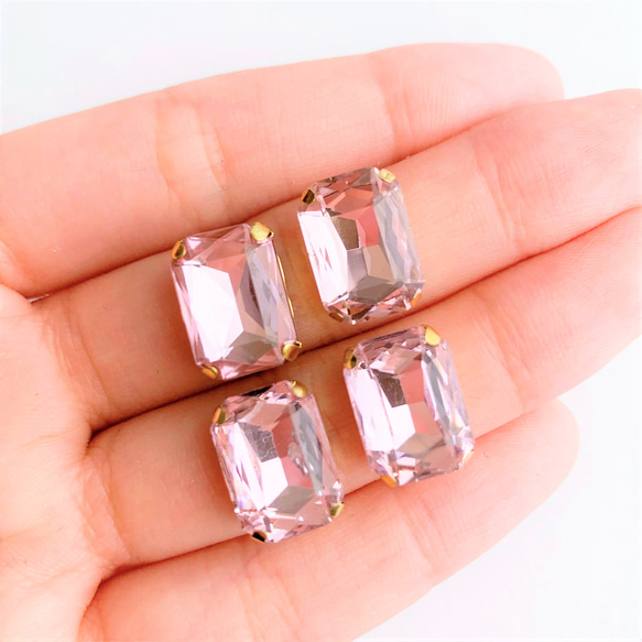 《4つ》ビジュー 10×14mm レクタングル ライトピンク ビジュー・クリスタル by A 通販 14191999｜Creema(クリーマ)