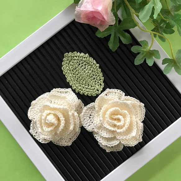 手編み バラのモチーフセット（ホワイト) ハンドメイド レース編み 手編み 編み物 その他素材 Pearl rose 通販 14212941 ...