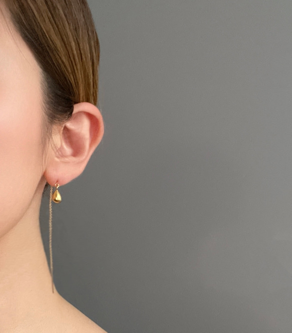 送料無料【24KGP（SV925）/14kgf】しずくドロップ チェーンピアス／S ピアス（フック・チェーン） BENIR Accessoires 通販 14215718｜Creema(クリーマ)