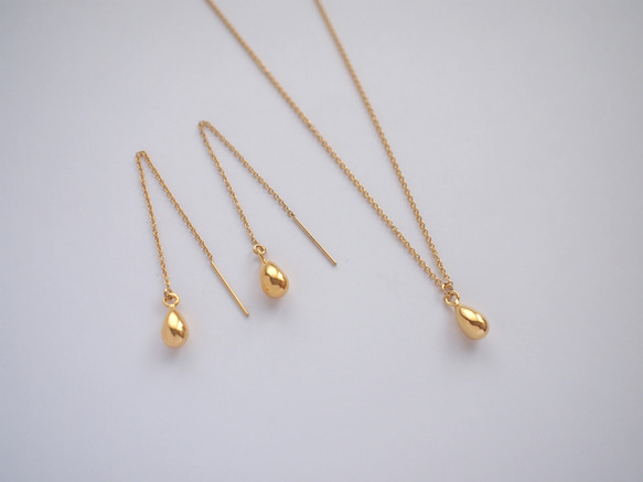 送料無料【24KGP（SV925）/14kgf】しずくドロップ チェーンピアス／S ピアス（フック・チェーン） BENIR Accessoires 通販 14215718｜Creema(クリーマ)