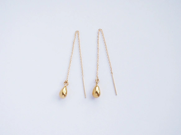 送料無料【24KGP（SV925）/14kgf】しずくドロップ チェーンピアス／S ピアス（フック・チェーン） BENIR Accessoires 通販 14215718｜Creema(クリーマ)
