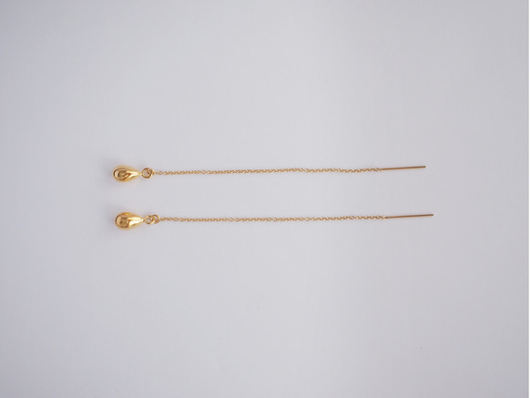 送料無料【24KGP（SV925）/14kgf】しずくドロップ チェーンピアス／S ピアス（フック・チェーン） BENIR Accessoires 通販 14215718｜Creema(クリーマ)