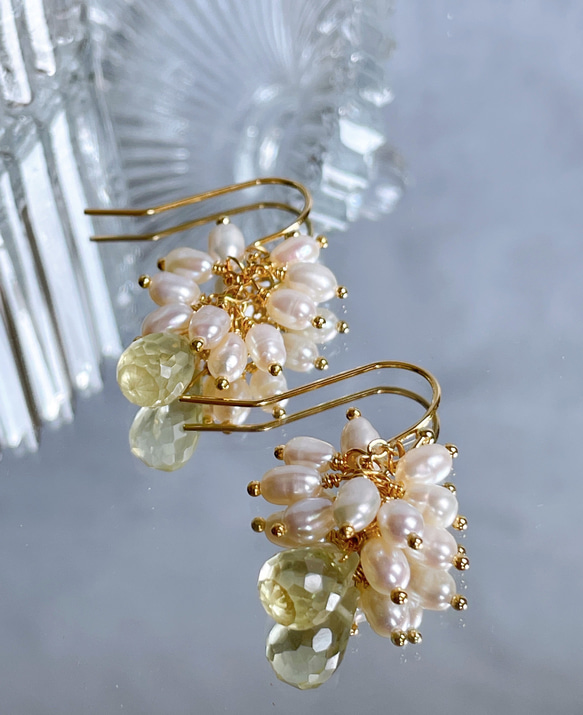 natural Water Perl /yellow quartz pierce ピアス（フック・チェーン） carino carina 通販 ...