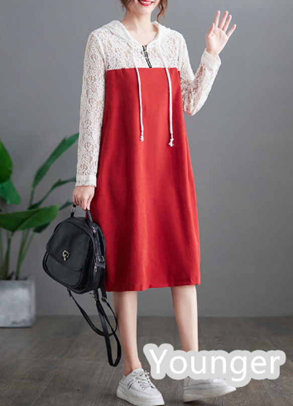 夏新品ファッションシンプルワンピースレースつなぎゆったりワンピース ワンピース Younger 通販｜Creema(クリーマ) 14224031