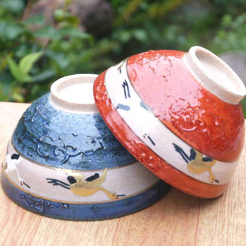 京焼 清水焼 千羽鶴夫婦湯呑と夫婦茶碗セット 北哉(京焼清水焼 京焼 清水焼 千羽鶴夫婦湯呑と夫婦茶碗セット 北哉(京焼清水焼