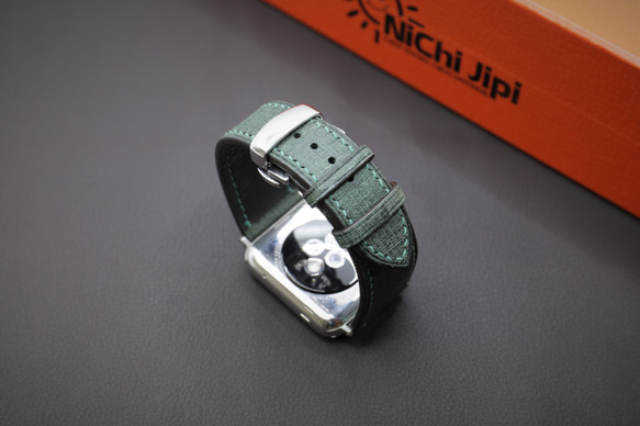 【新作】高級革使用Apple Watch イタリアンBabeleレザー バンド 時計ベルト グリーンD101総手縫い製作 腕時計 Nichi ...