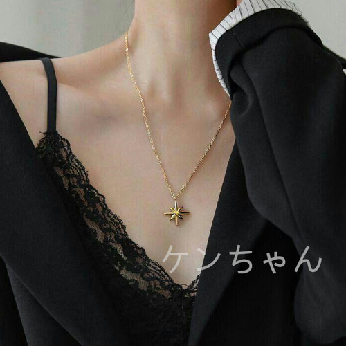 品質重視』18 Kゴールドネックレス八芒星鎖骨チェーン78 古法金 品質重視』18 Kゴールドネックレス八芒星鎖骨チェーン78 古法金