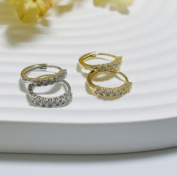 Sv925 CZダイヤ ミニフープピアス K18 金アレ対応 ピアス（フープ） cissylady.com 通販 14250726｜Creema(クリーマ)