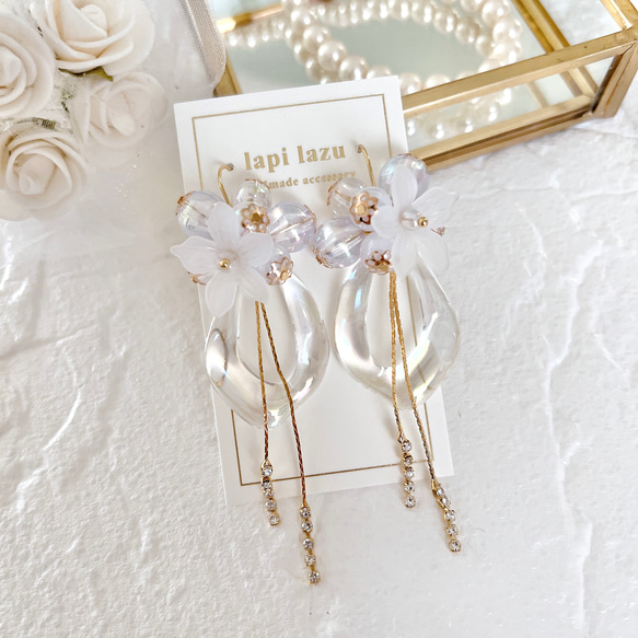 全10色 フラワー × オーロラ雫《ピアス/イヤリング》 ピアス（フック・チェーン） lapi lazu 通販｜Creema(クリーマ ...