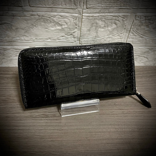 ☆定番の長財布☆ クロコダイル 長財布 大容量 ブラック メンズ ☆定番の長財布☆ クロコダイル 長財布 大容量 ブラック メンズ