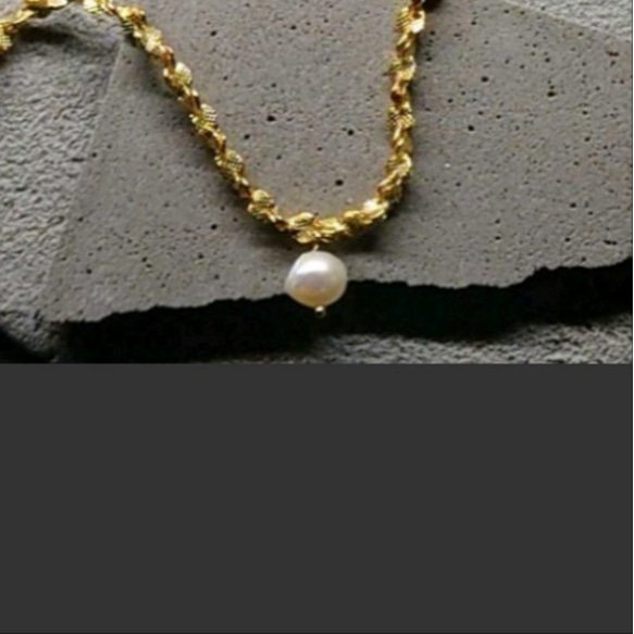 K18GP 18金メッキ 淡水パール デザインチェーンネックレス ネックレス・ペンダント あわ屋 通販 14310536｜Creema(クリーマ)