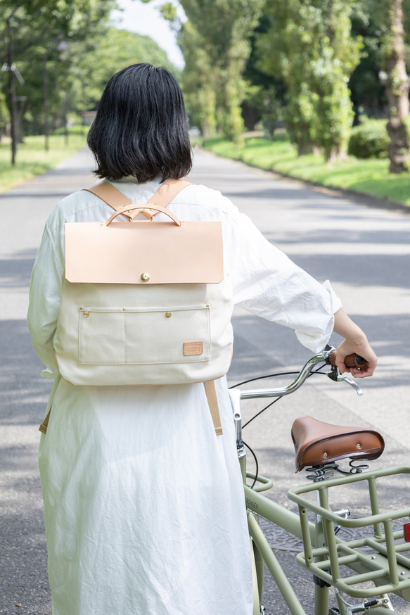 たっぷり帆布リュックサック【生成り】 リュック・バックパック satoka 通販 14321518｜Creema(クリーマ)