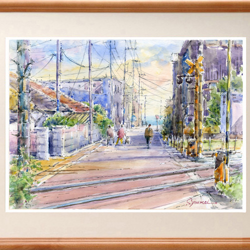 桜の小径」透明水彩画 原画 風景画 額縁付 F6サイズ 絵画 Oni 桜の小径」透明水彩画 原画 風景画 額縁付 F6サイズ 絵画 Oni