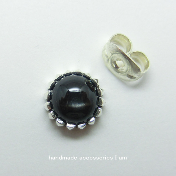 受注生産商品 片方/片耳 ブラックスター シンプルラウンドピアス シルバー925 IPI0105 ピアス（スタッド・一粒） ハンドメイド ...