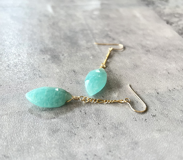 14kgf アマゾナイト ショートチェーンピアス ピアス（フック・チェーン） marjoram 通販 14492275｜Creema(クリーマ)