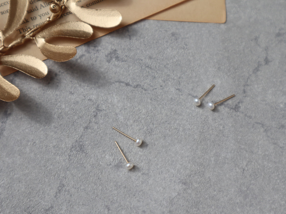 14kgfポスト＊淡水パールのスタッドピアス ピアス（スタッド・一粒） soie grège 通販 14500664｜Creema(クリーマ)