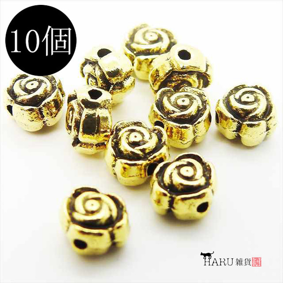 【10個】メタルビーズ★g4/ゴールドアンティーク★スペーサー ロンデル 花状 アクセサリーパーツ ビーズ HARU雑貨 通販｜Creema ...