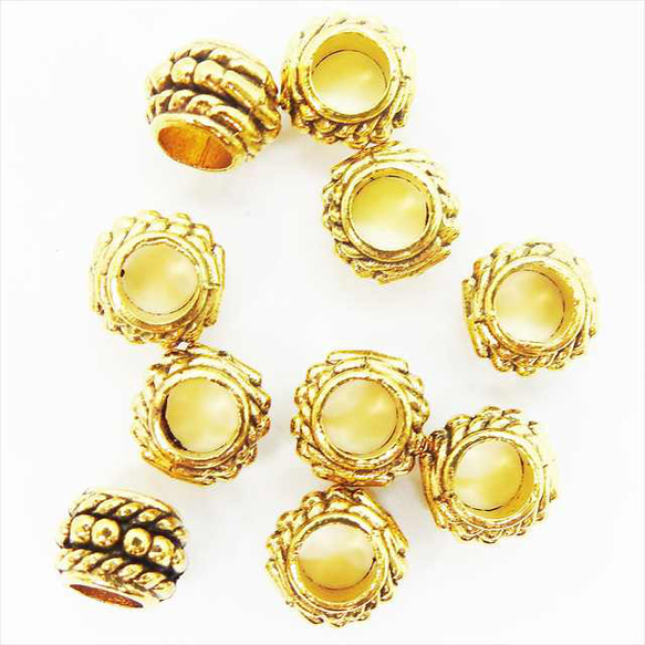 【10個】メタルビーズ★h4/ゴールドアンティーク★スペーサー ロンデル 穴大きめ アクセサリーパーツ ビーズ HARU雑貨 通販 ...