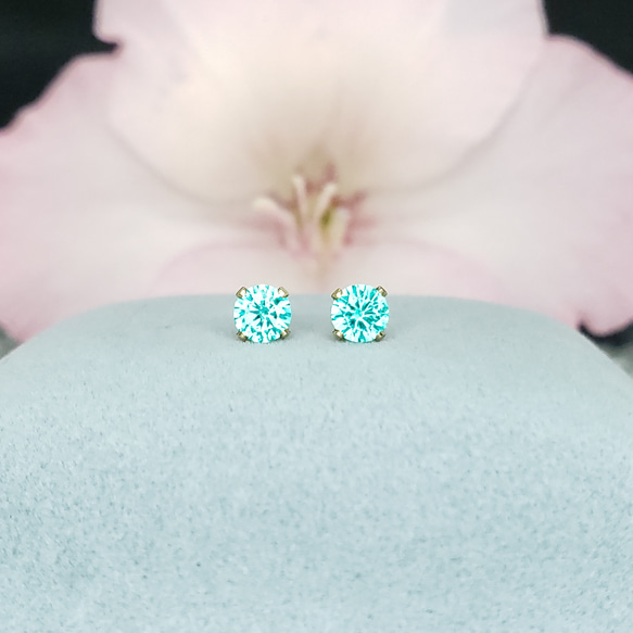 奇跡の輝き パライバトルマリン スタッドピアス 4mm 14Kgf ピアス（フック・チェーン） ホメオスタティックスタイル 通販 14508121｜Creema(クリーマ)