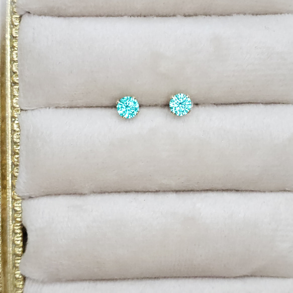 奇跡の輝き パライバトルマリン スタッドピアス 4mm 14Kgf ピアス（フック・チェーン） ホメオスタティックスタイル 通販 14508121｜Creema(クリーマ)