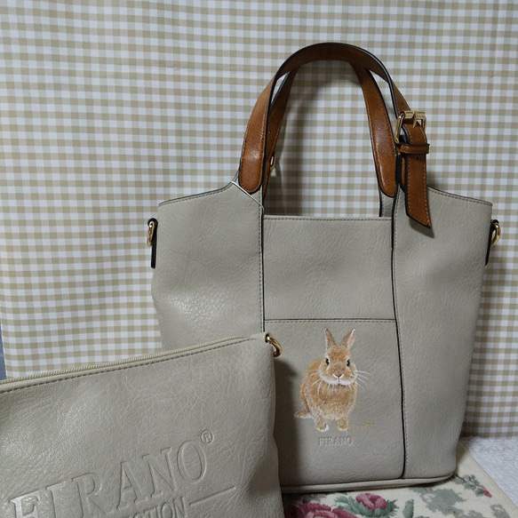 R－620 手描き うさぎのツーウェイバッグ（ショルダーバッグ付き）です 2wayバッグ CECIL 通販｜Creema(クリーマ)