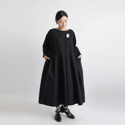 ⁑ラスト1 SALE 贅沢タック ワンピース上質コットン ドルマン袖ゆったりカジュアル フォーマル卒業式ブラックK19B ワンピース ...