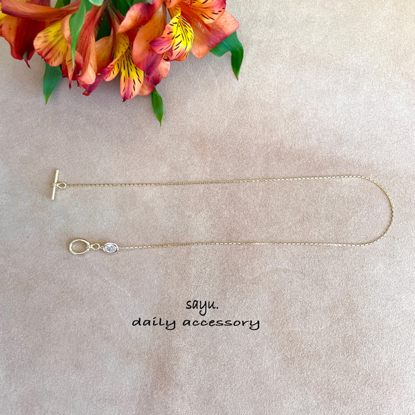 【14kgf】 ︎キラキラ ︎ キュービックジルコニアとボックスチェーンのデザインマンテルネックレス ネックレス・ペンダント sayu. 通販 14517903｜Creema(クリーマ)