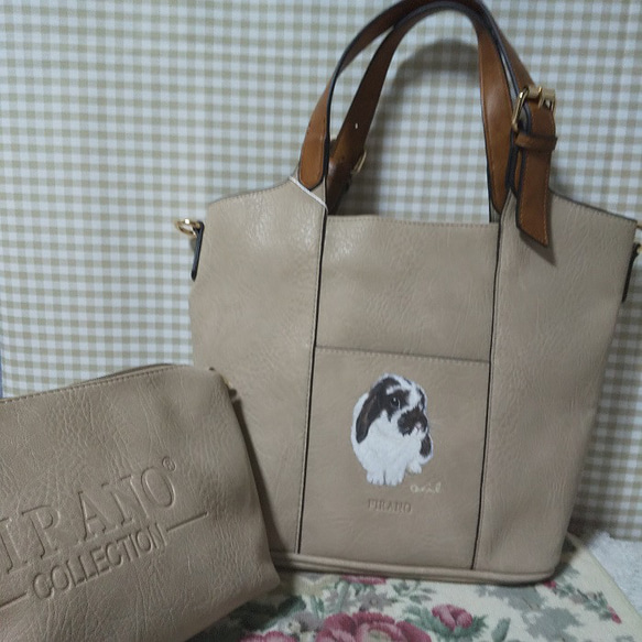 R-621 手描き うさぎのツーウェイバッグ（ショルダーバッグ付き）です 2wayバッグ CECIL 通販｜Creema(クリーマ) 14518615